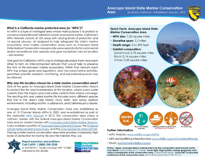 Anacapa Island State Marine Reserve / Federal Marine Reserve / State ...